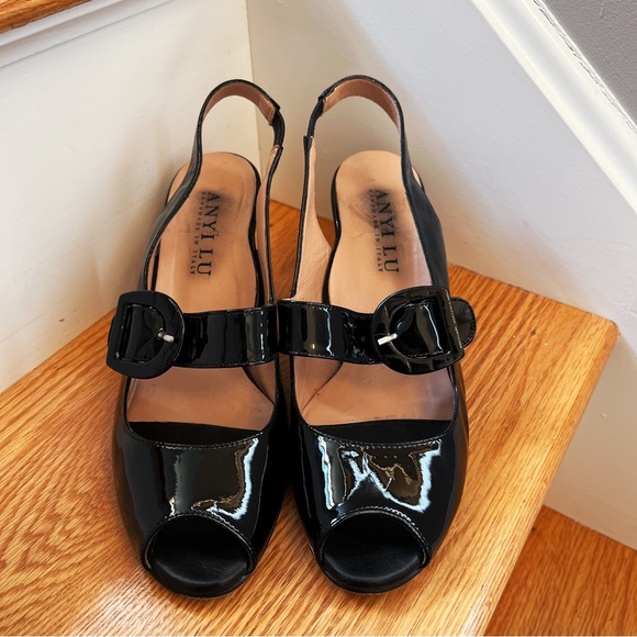 Anyi Lu | Shoes | Anyi Lu Tulip Slingback Black Patent Leather Pumps ...